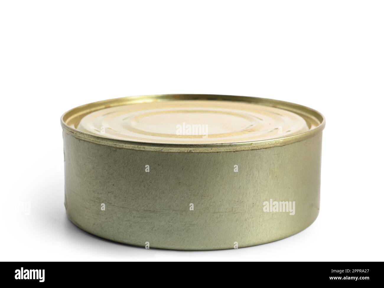 Tin can with fish isolated on white background Stock Photo - Alamy