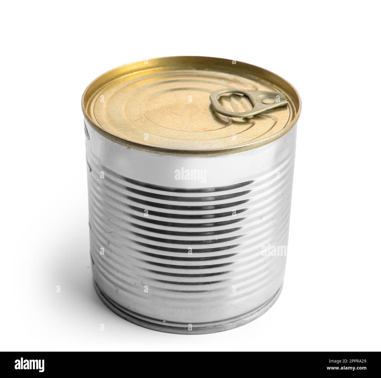 Tin can with fish isolated on white background Stock Photo - Alamy