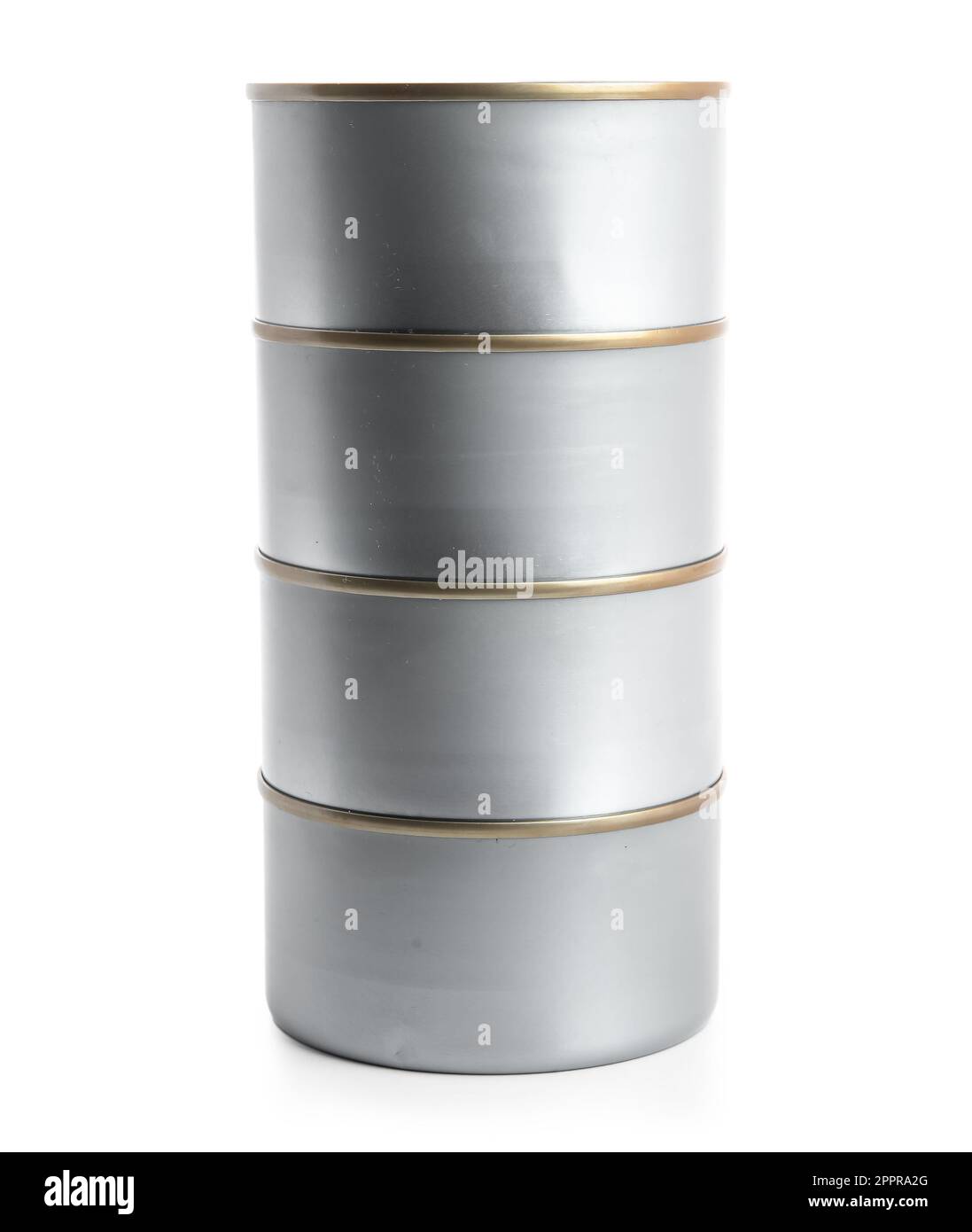 Stack of tin cans with fish isolated on white background Stock Photo ...
