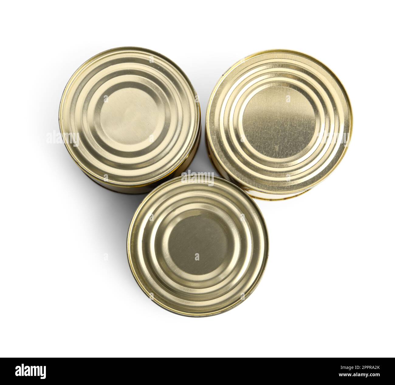 Tin cans with fish isolated on white background Stock Photo - Alamy