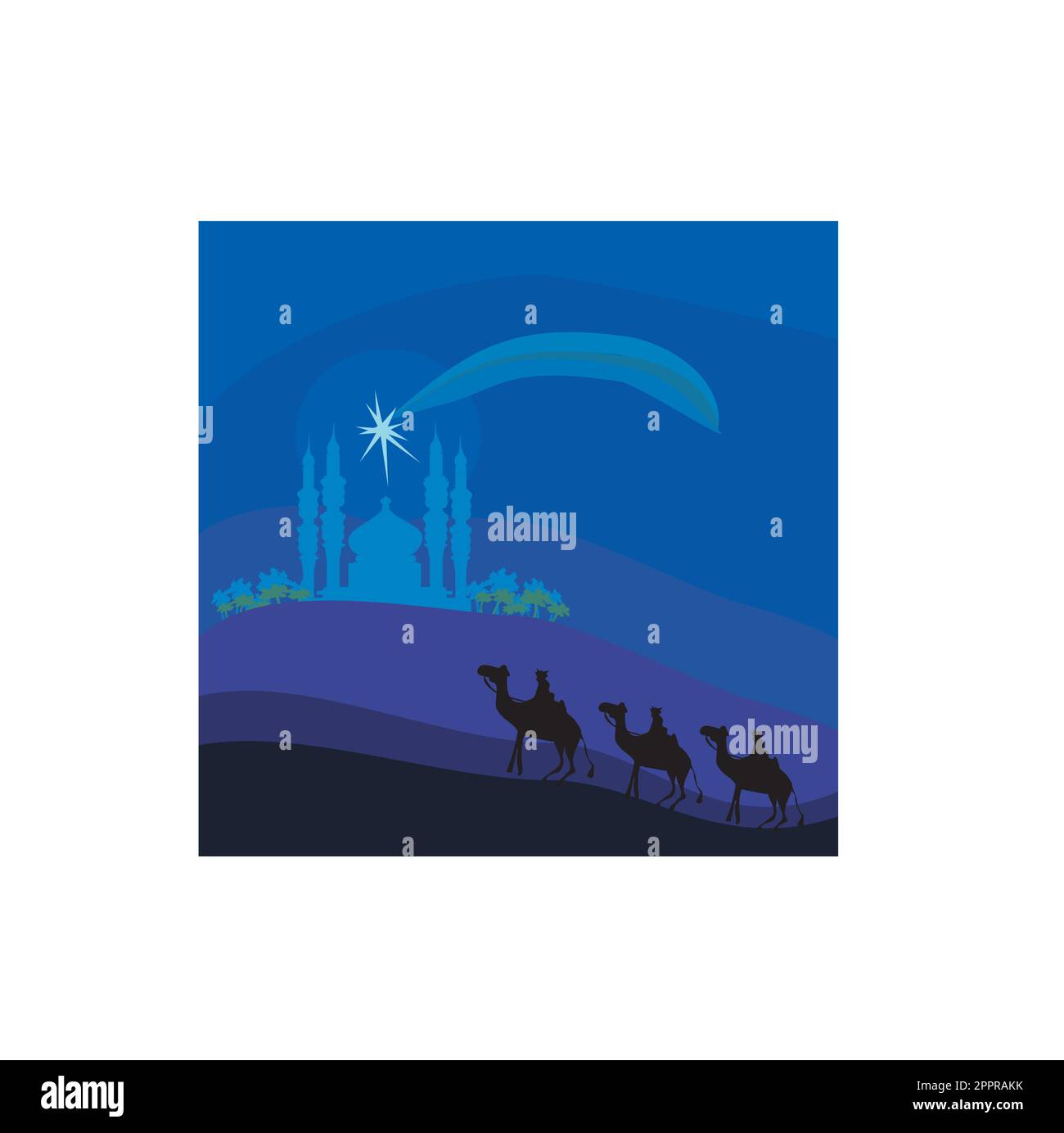 Classic three magic scene and shining star of Bethlehem, vector ...