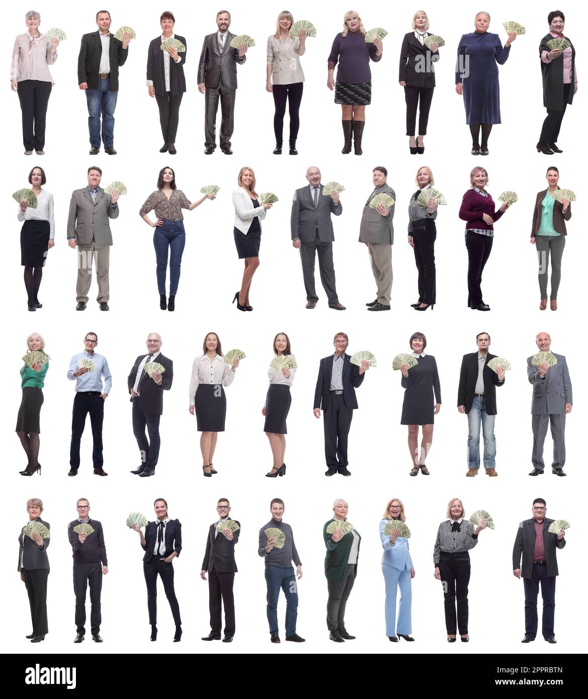 group of successful people holding money in hand Stock Photo - Alamy