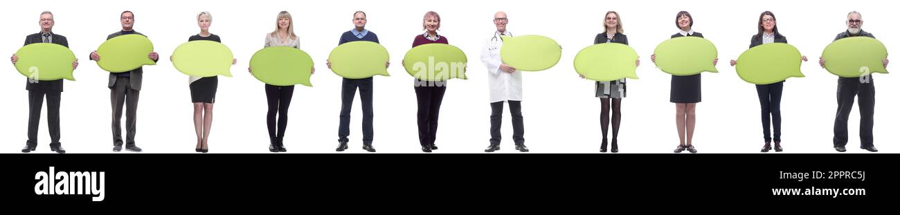 group of successful business people with comments Stock Photo - Alamy
