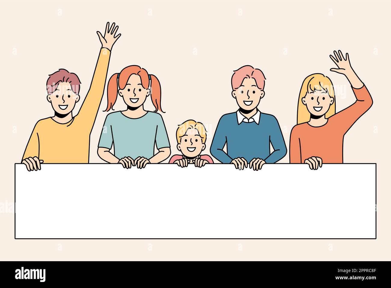 Happy children with big banner Stock Vector Image & Art - Alamy