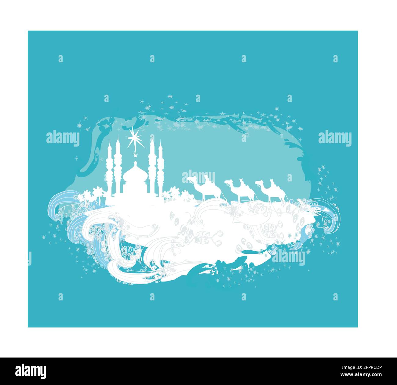 Classic three magic scene and shining star of Bethlehem, vector ...