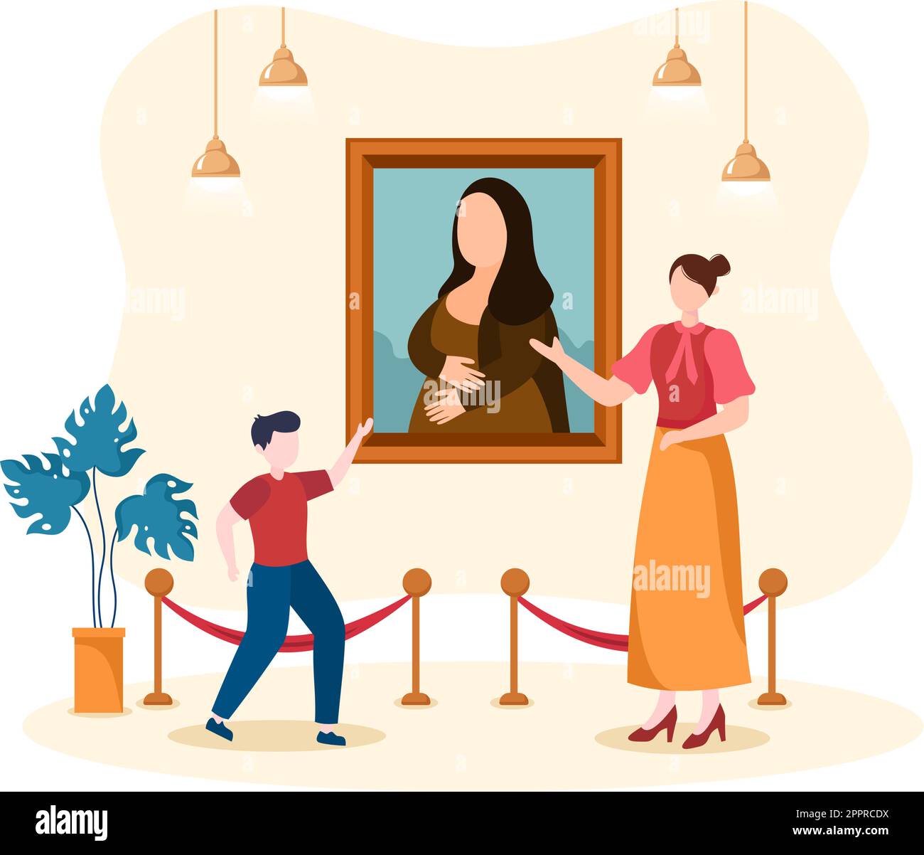 Art Gallery Museum Cartoon Illustration with Exhibition, Culture ...