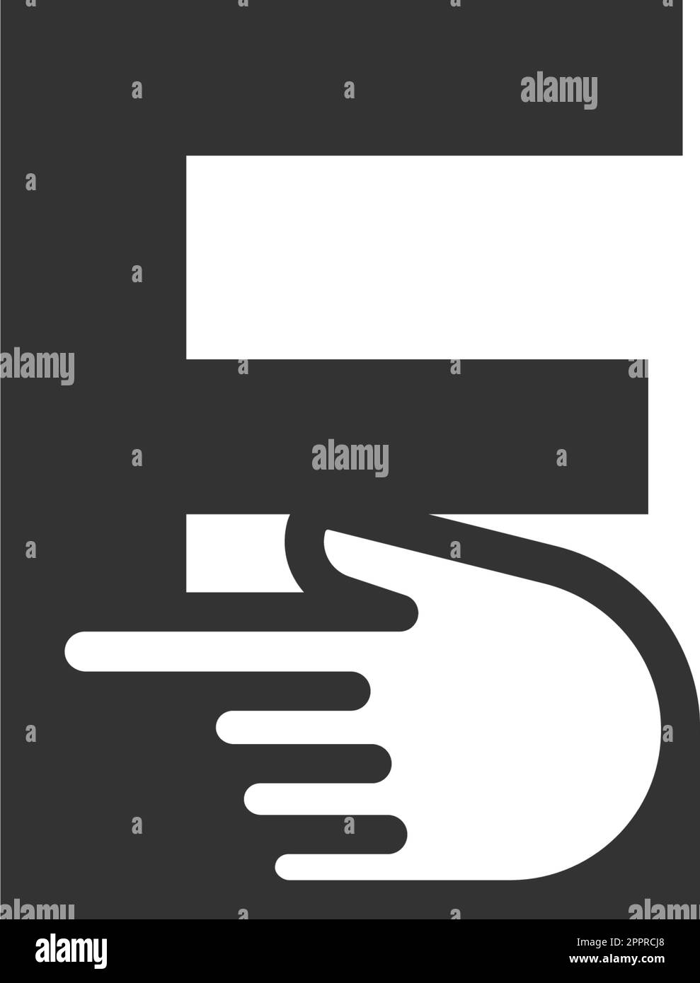 Letter combined with a hand cursor icon illustration Stock Vector Image ...