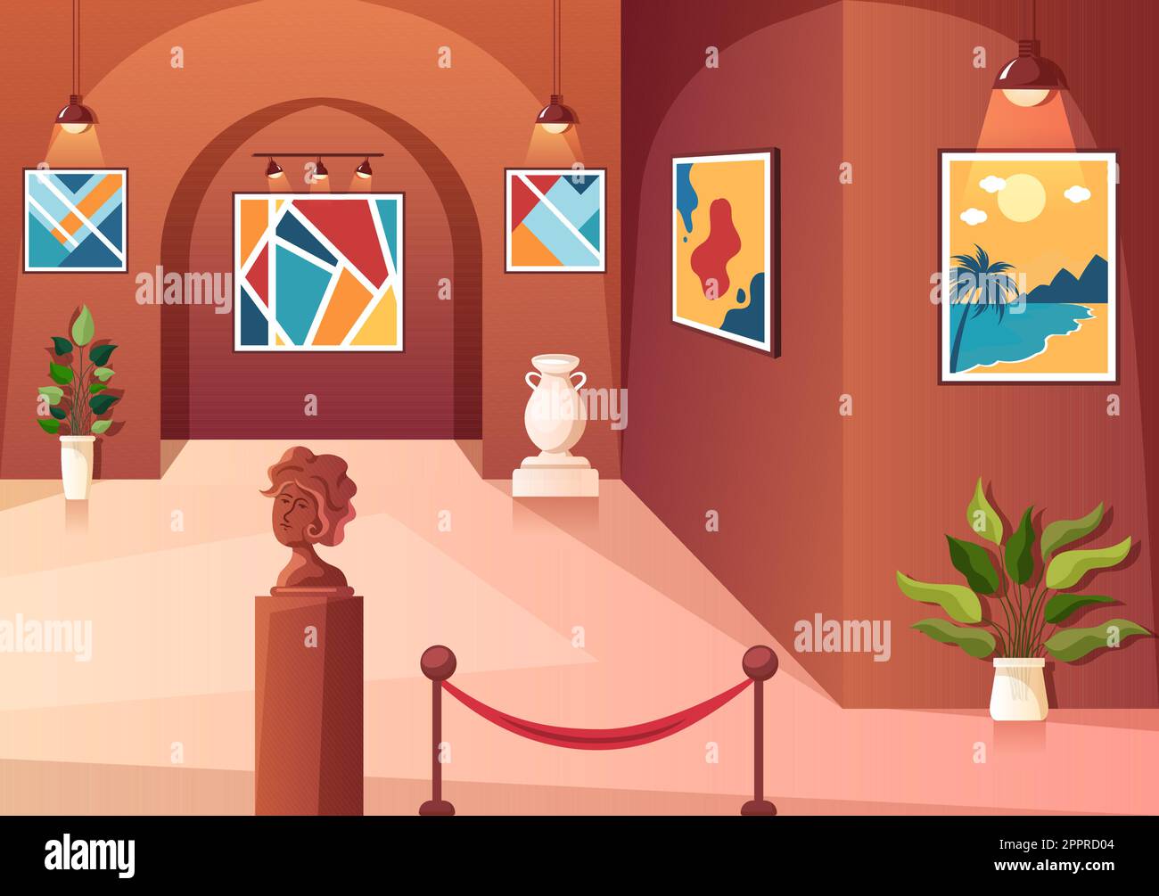 Art Gallery Museum Interior Cartoon Illustration Exhibition, Culture ...