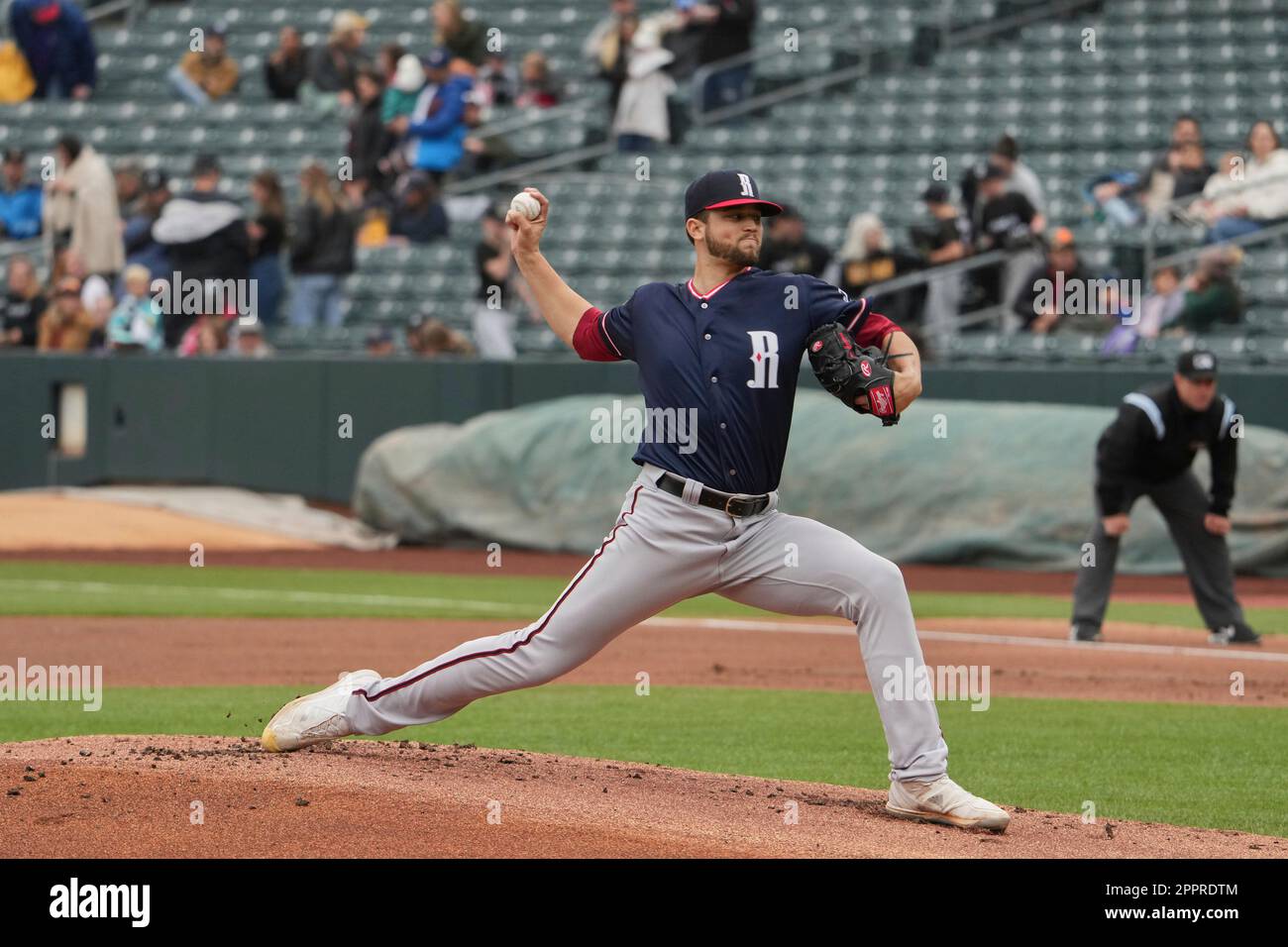 Salt Lake UT, USA. 22nd Apr, 2023. Reno pitcher Slade Cecconi (39 ...