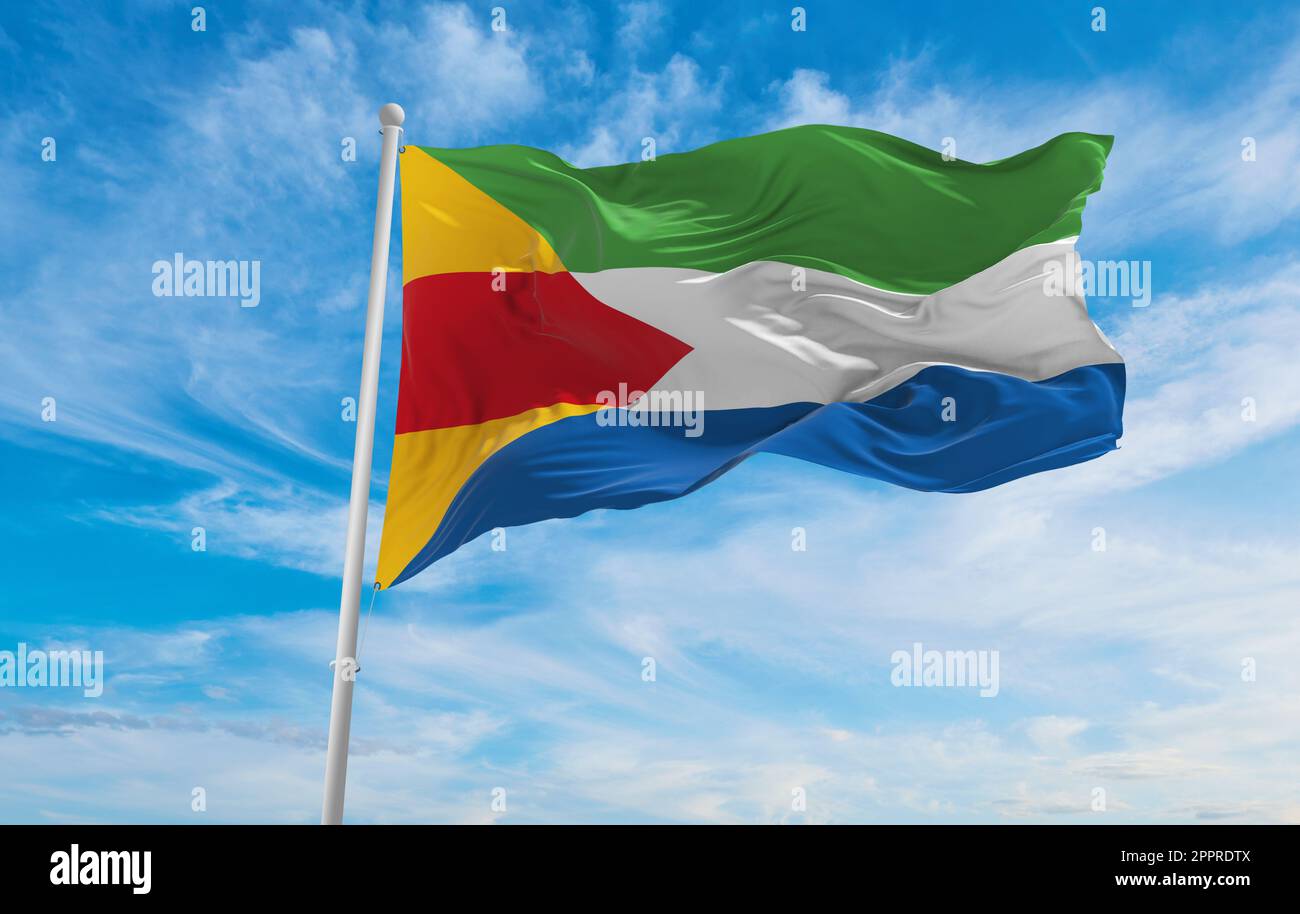flag of Dutch peoples Bildts at cloudy sky background, panoramic view ...
