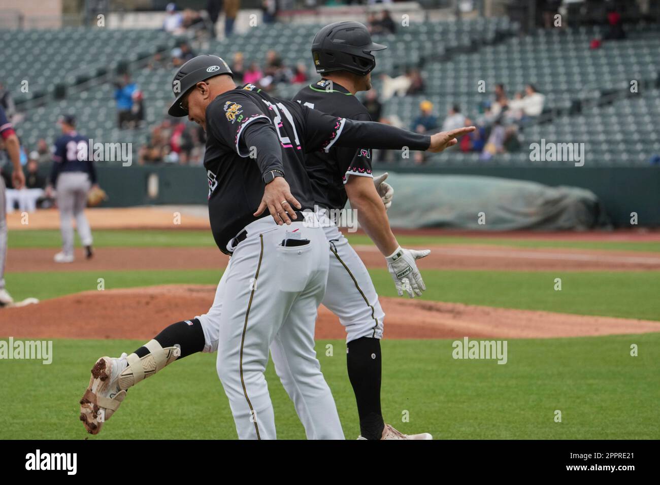Salt Lake UT, USA. 22nd Apr, 2023. Salt Lake third baseman Kevin Padio ...