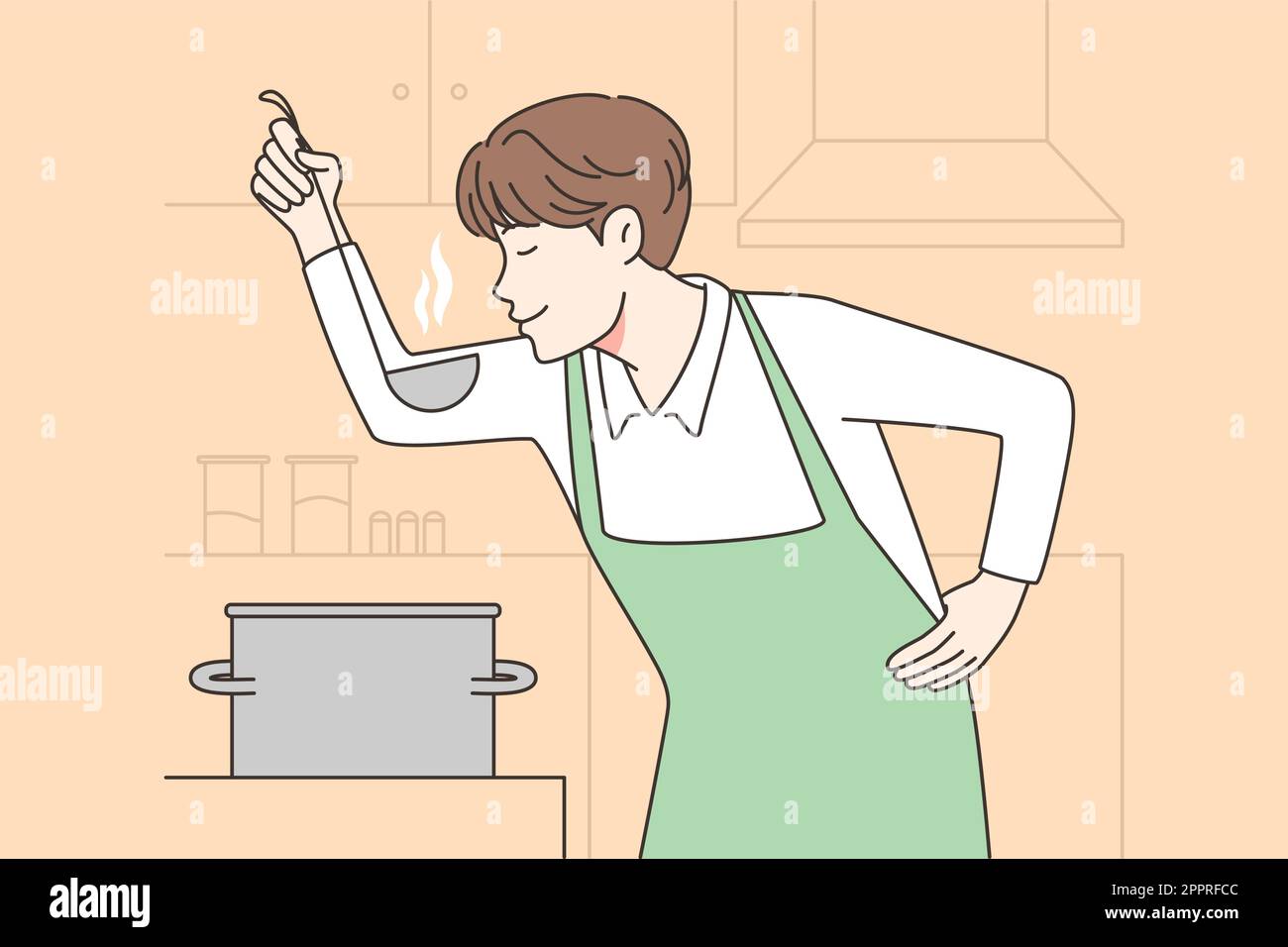 Man eating soup soup Stock Vector Images - Alamy