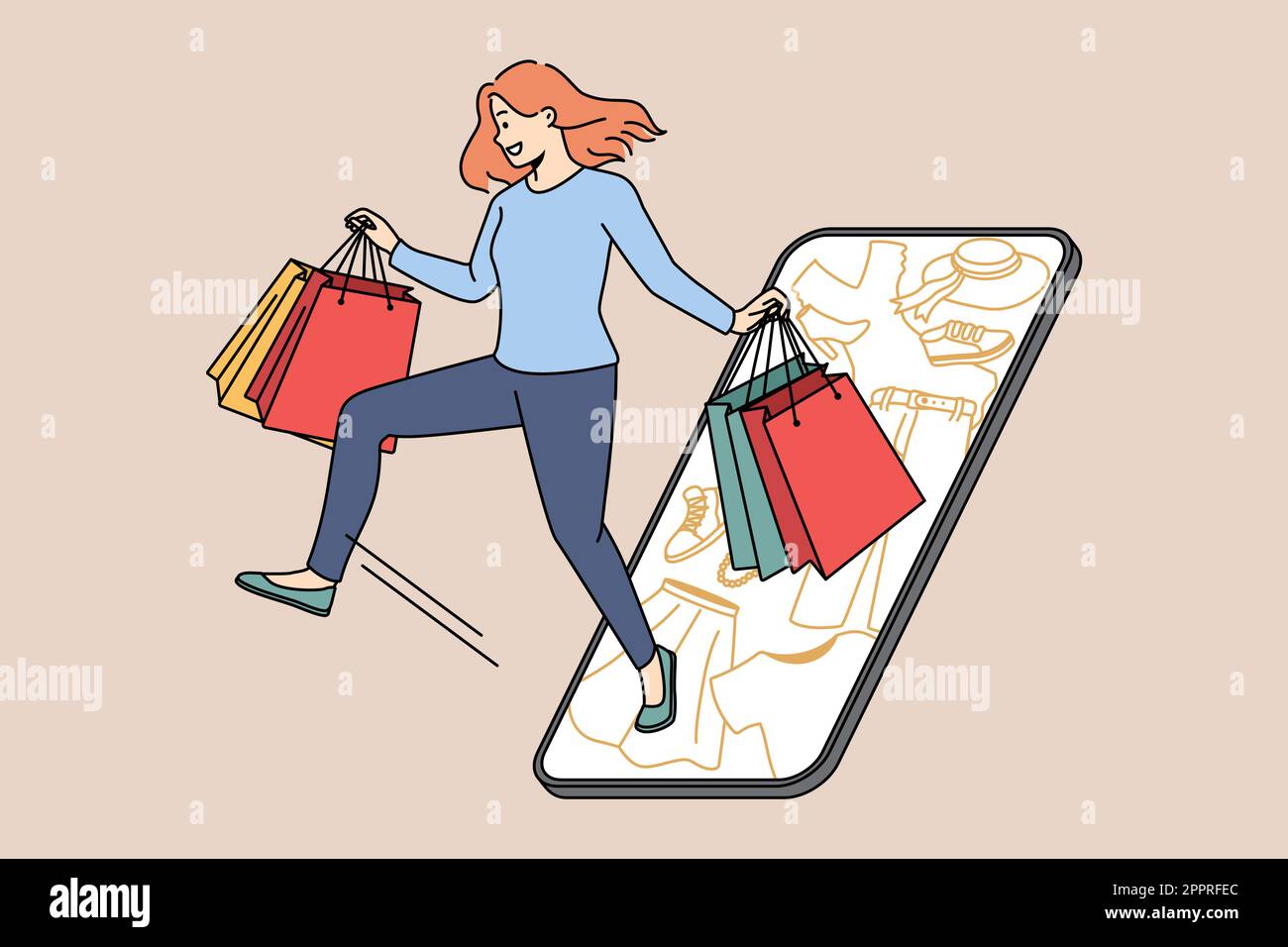 Online shopping concept smiling Stock Vector Images - Alamy