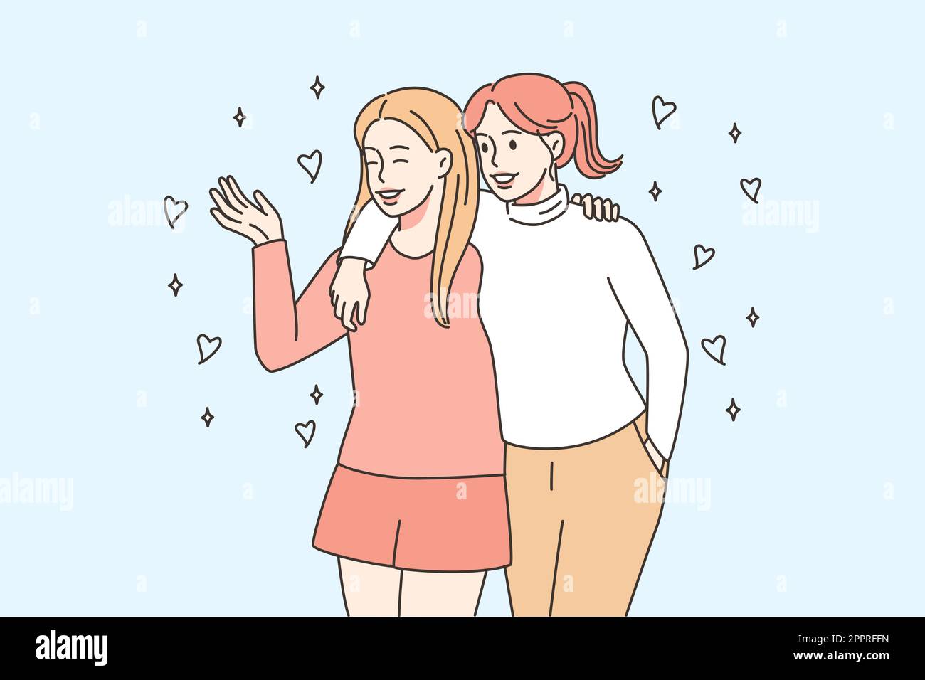 Friendship girls hug Stock Vector Images - Alamy