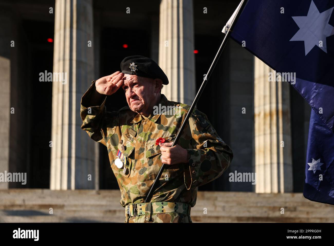 Former Lance Corporal Arthur Davis poses for a photograph on the steps ...