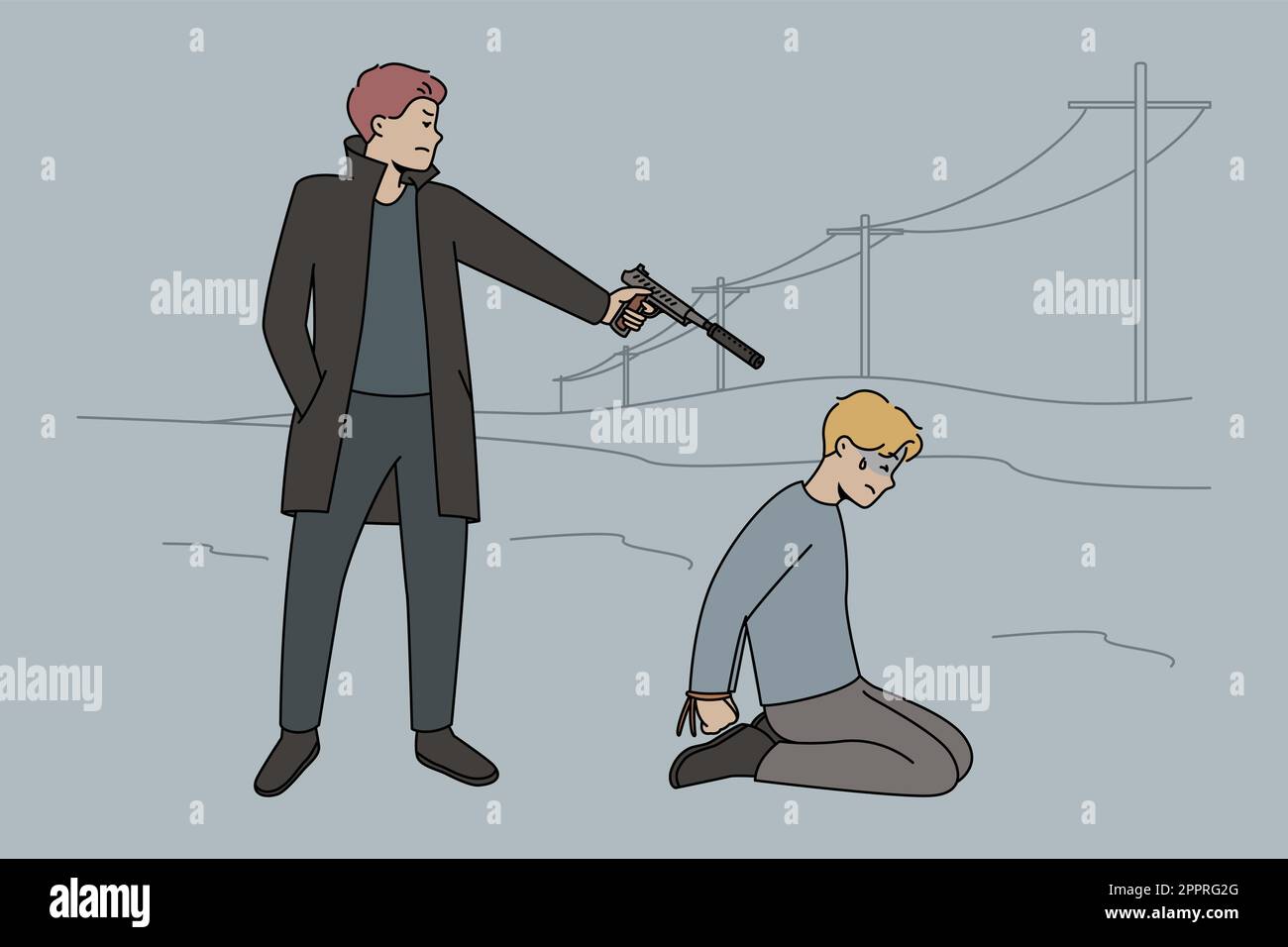 Killer holding gun to victim head Stock Vector Image & Art - Alamy