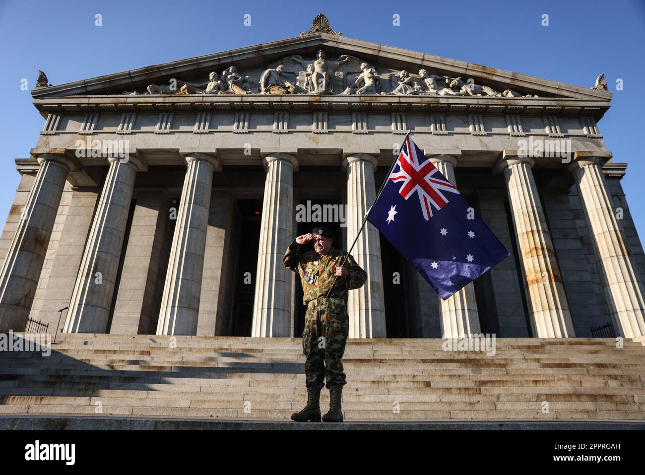 Former Lance Corporal Arthur Davis poses for a photograph on the steps ...