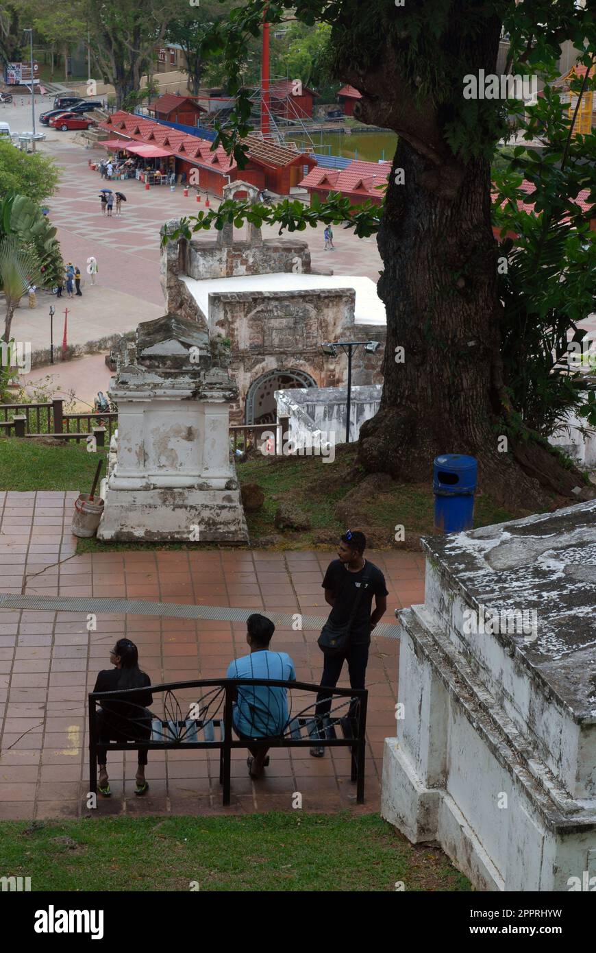 Stone vaults outside ruins of St. Paul's Church, Portuguese 16th ...