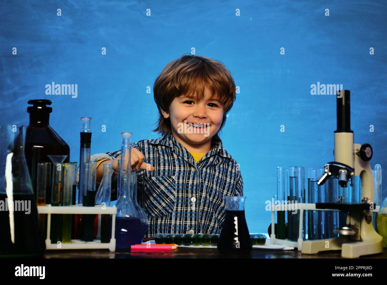 A chemistry demonstration. Chemistry science. First school day ...