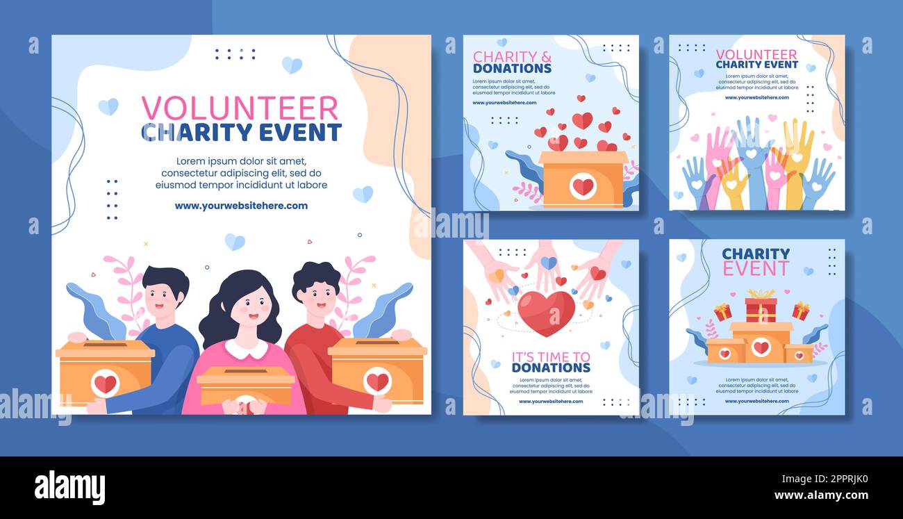 Charity Donation Social Media Post Template Flat Cartoon Background ...
