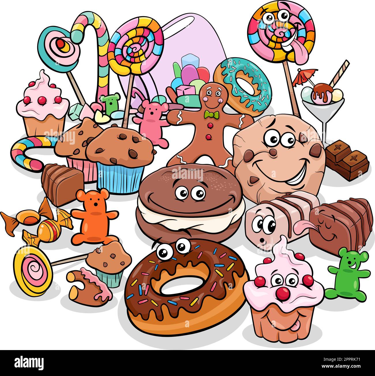 cartoon sweet food objects characters group Stock Vector Image & Art ...