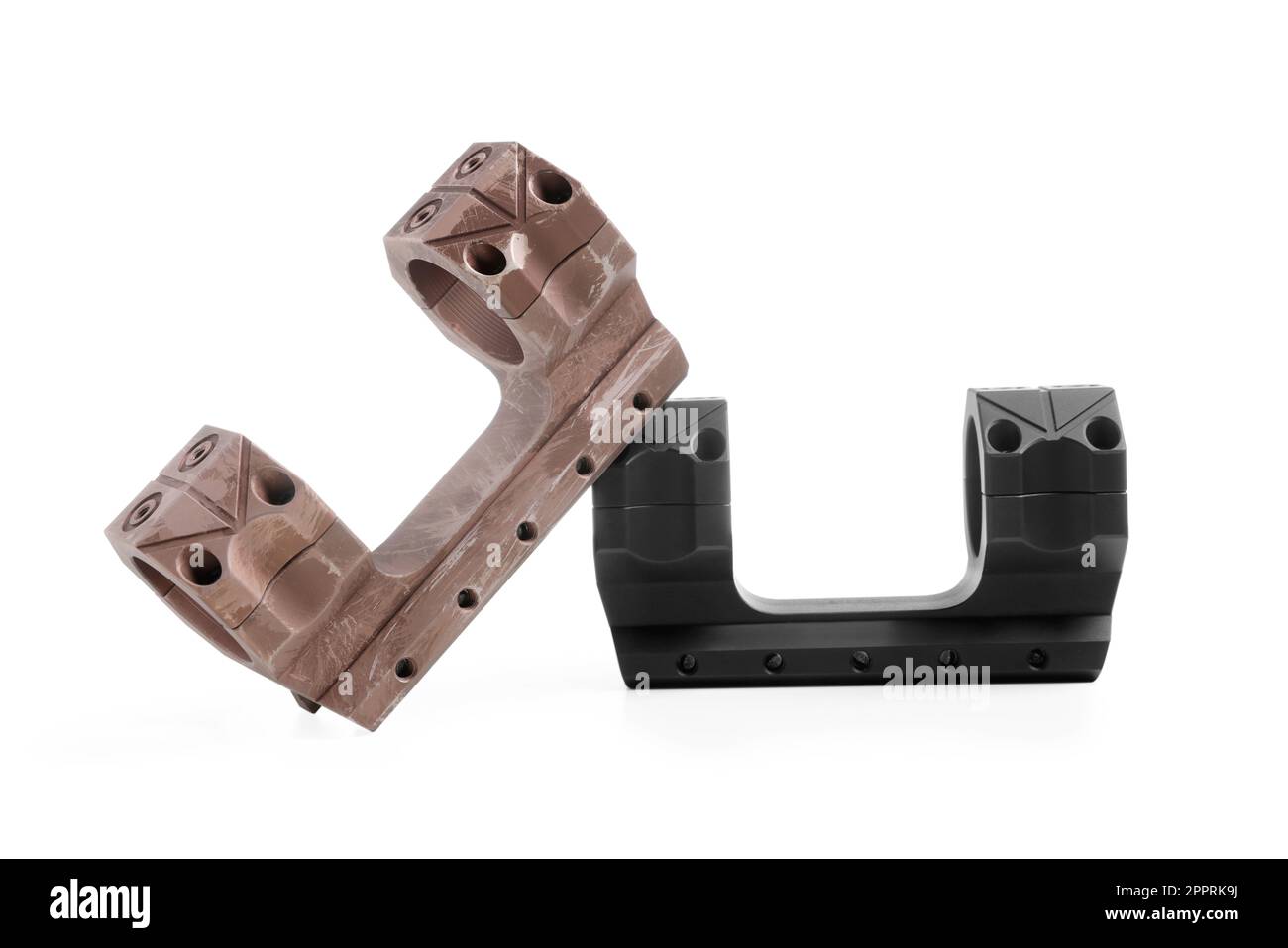 Quick disconnect sniper cantilever scope mounts on white background ...