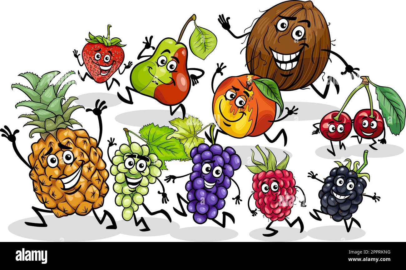 cartoon playful fruit comic characters group Stock Vector Image & Art ...