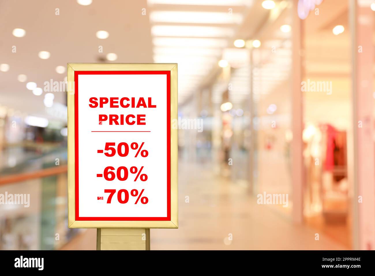 Advertising board with text Special Price and list of discounts in ...