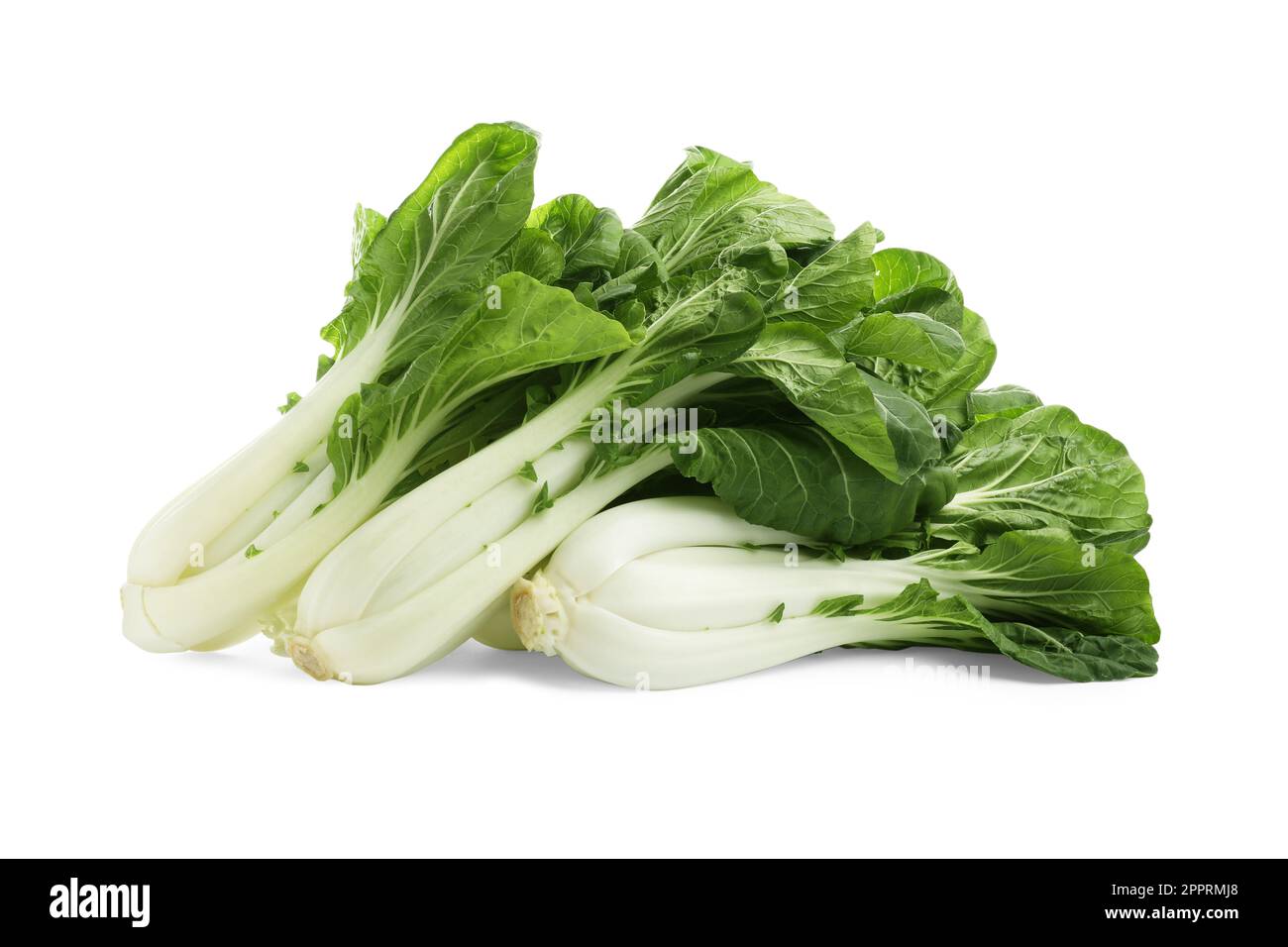 Fresh green pak choy cabbages on white background Stock Photo - Alamy