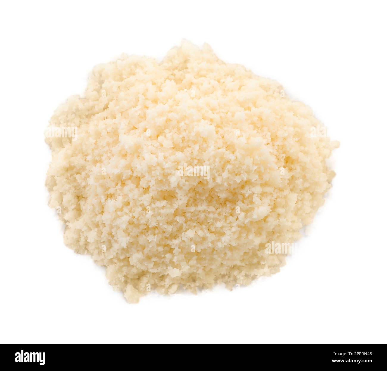 Pile of grated parmesan cheese isolated on white, top view Stock Photo ...