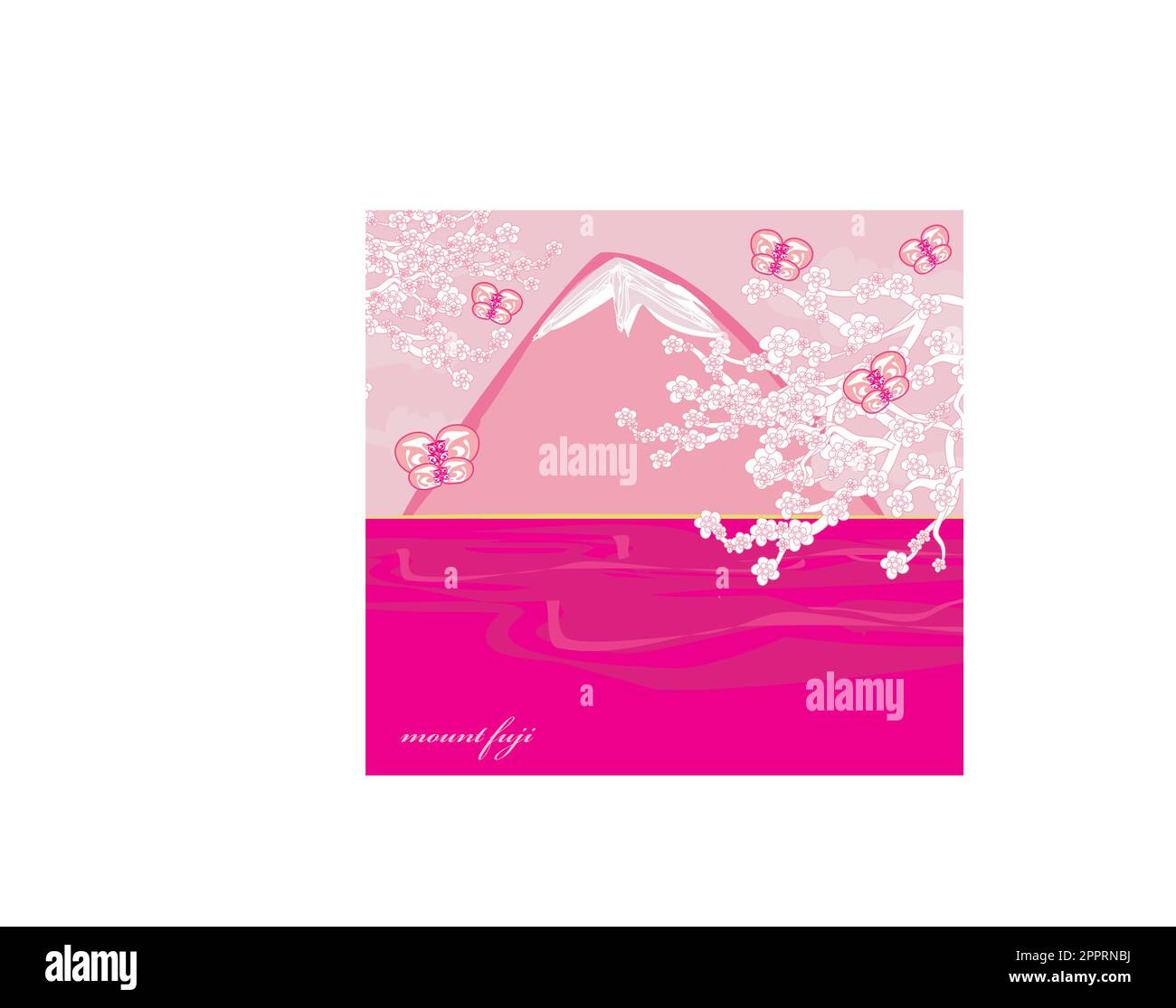 Japanese cherry tree to the background of the mountain Stock Vector ...