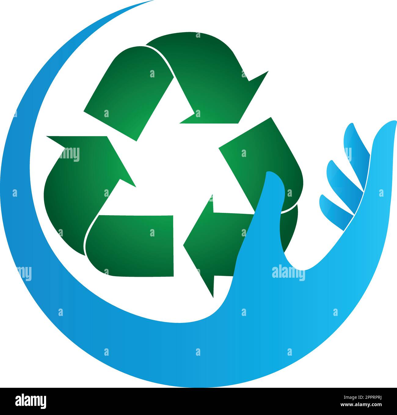Hand and recycling arrows, recycling and environment logo Stock Vector ...