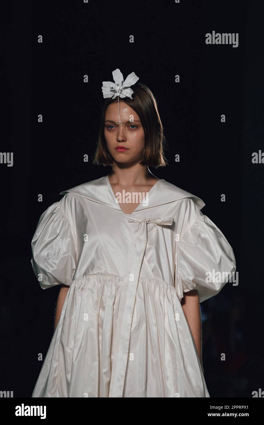 London, UK, 21st Apr 2023, Minju Kim showcases her fashion designs as ...