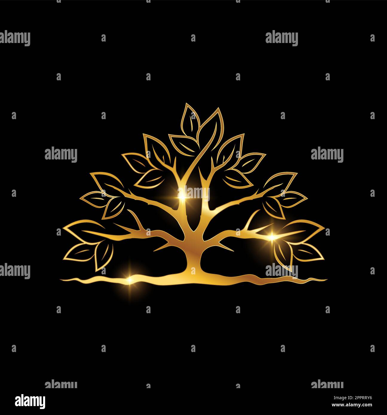 Golden Tree Symbol Logo Sign Stock Vector Image & Art - Alamy