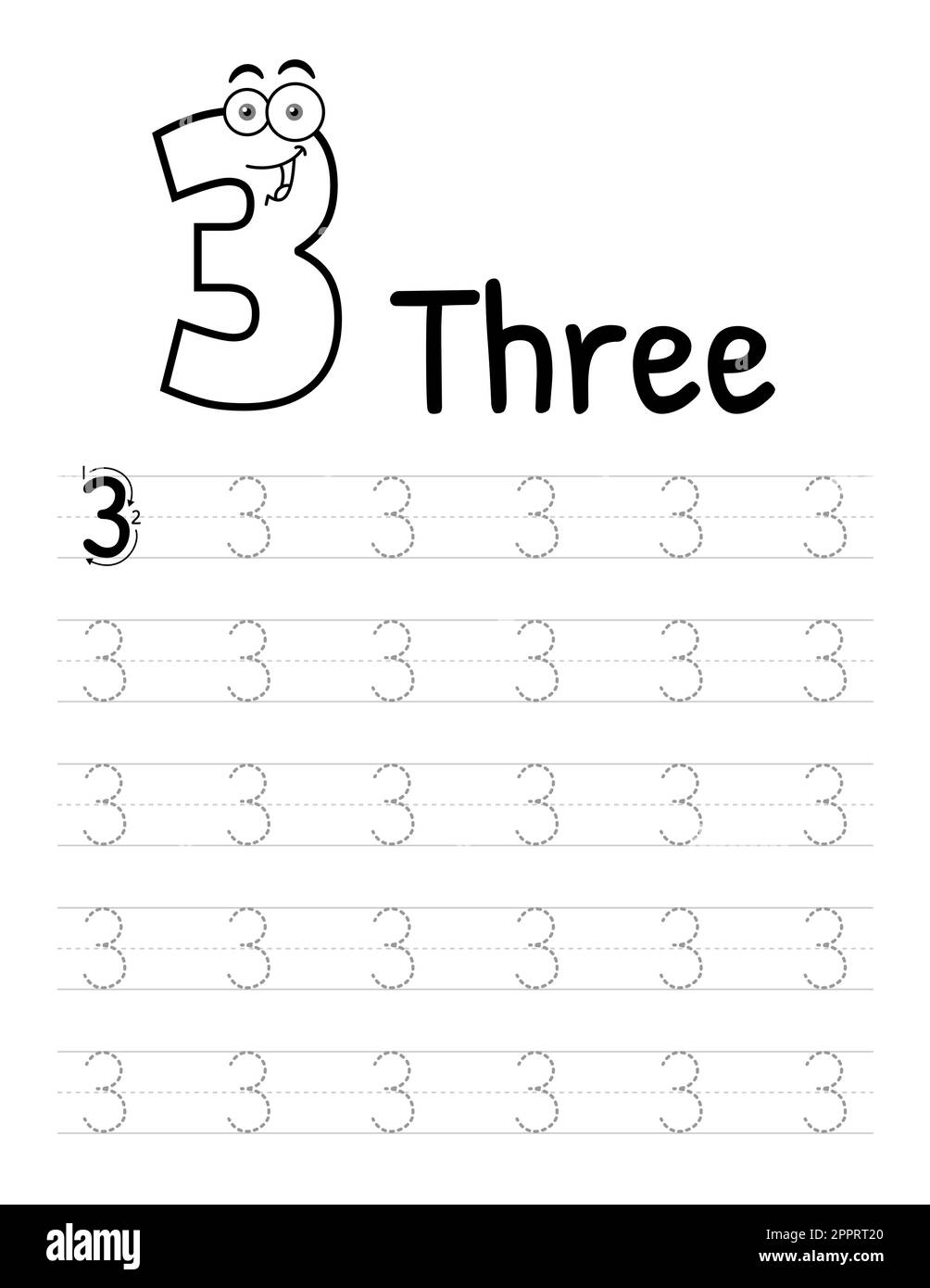 Number Tracing Book Interior For Kids. Children Writing Worksheet ...