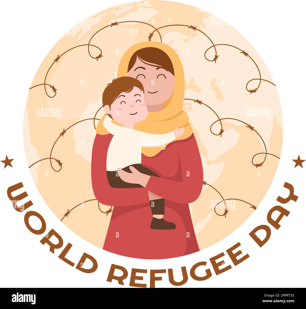 World Refugee Day Template Hand Drawn Cartoon Flat Illustration with ...