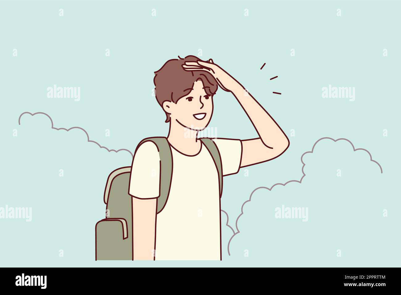 Male traveler hike backpack trekking Stock Vector Images - Alamy