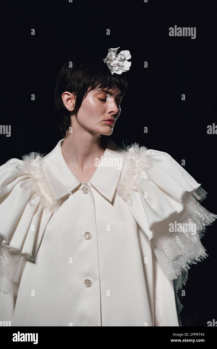 London, UK, 21st Apr 2023, Minju Kim showcases her fashion designs as ...