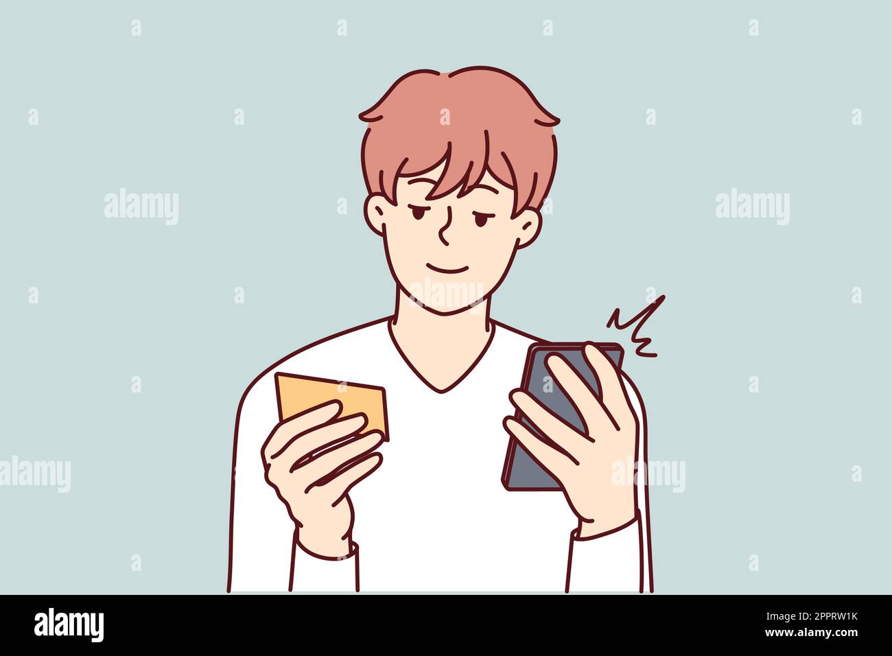 Young man shopping paying Stock Vector Images - Alamy