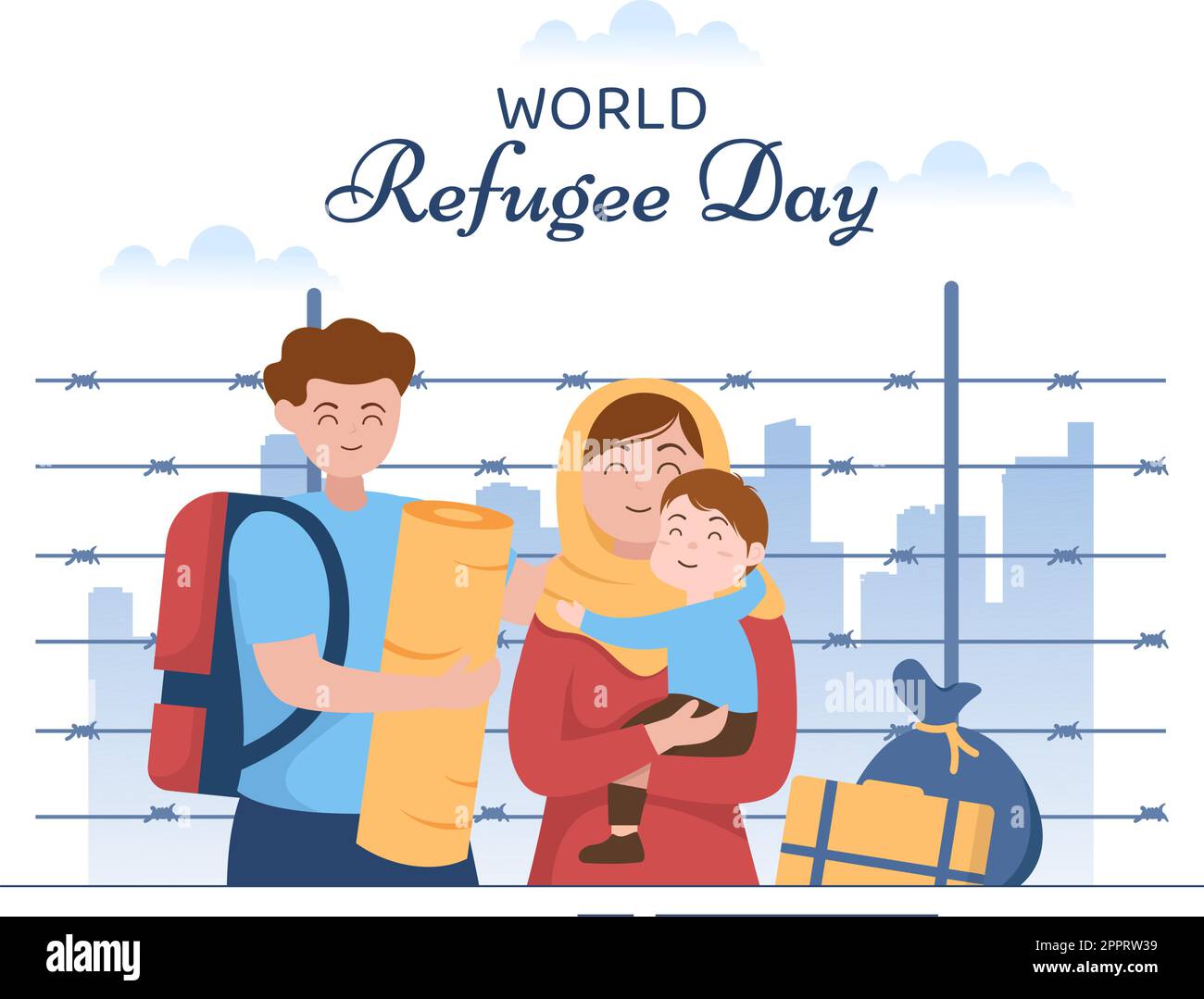 World Refugee Day Template Hand Drawn Cartoon Flat Illustration with ...