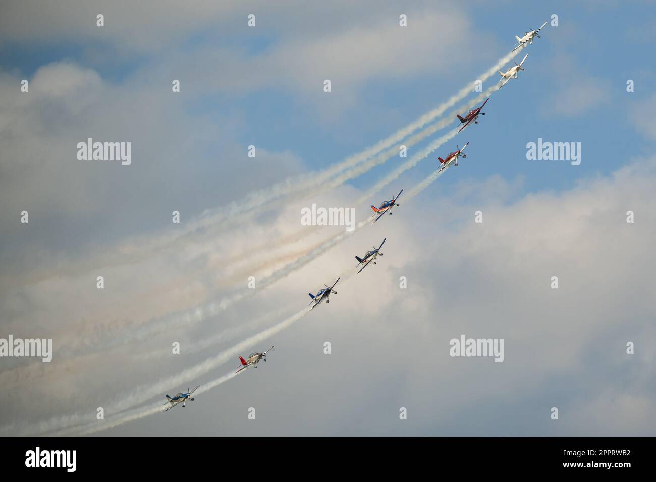A group of aircraft from Smoke On Aviation performs an aerial ...