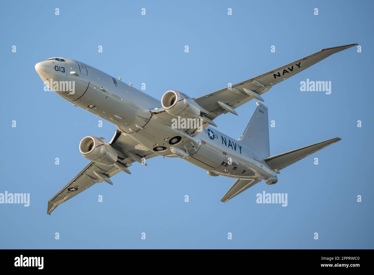 A U.S. Navy P-8 Poseidon anti-submarine aircraft from Naval Air Station ...