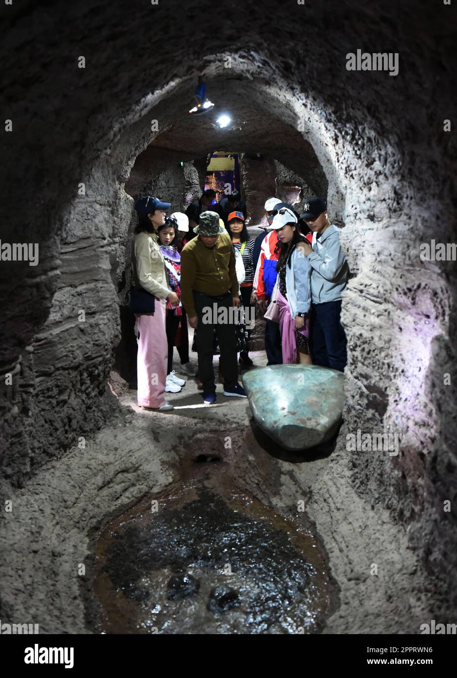 TURPAN, CHINA - APRIL 24, 2023 - Tourists visit the Karez, the ...