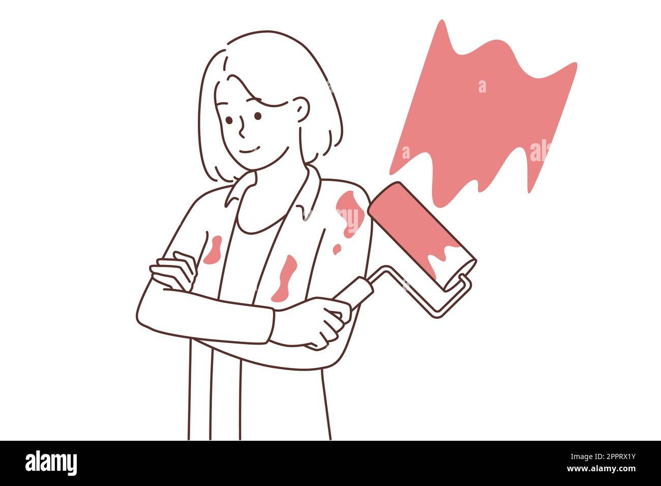 Painter woman painting room Stock Vector Images - Alamy