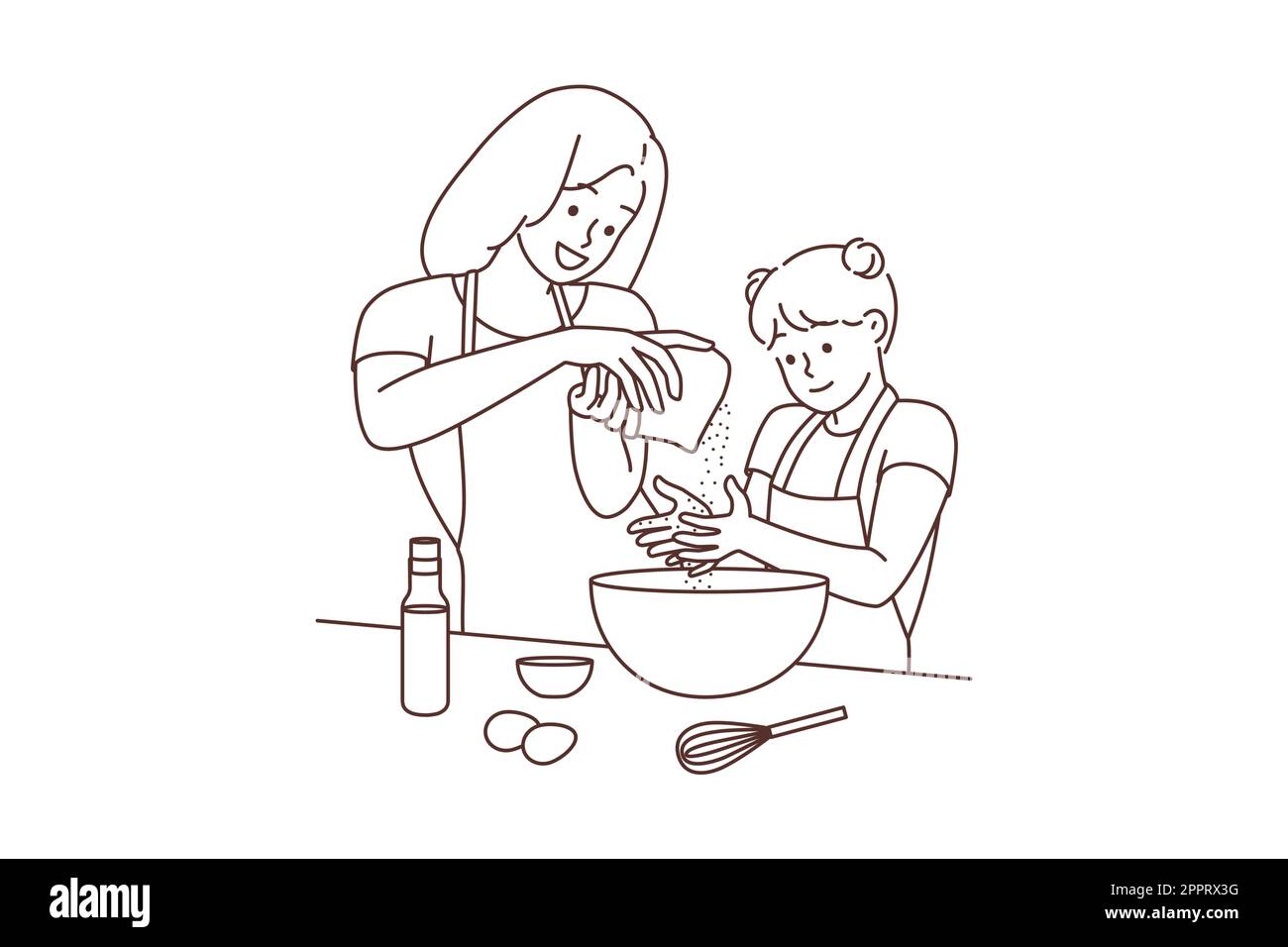 Mother daughter home table Stock Vector Images - Alamy