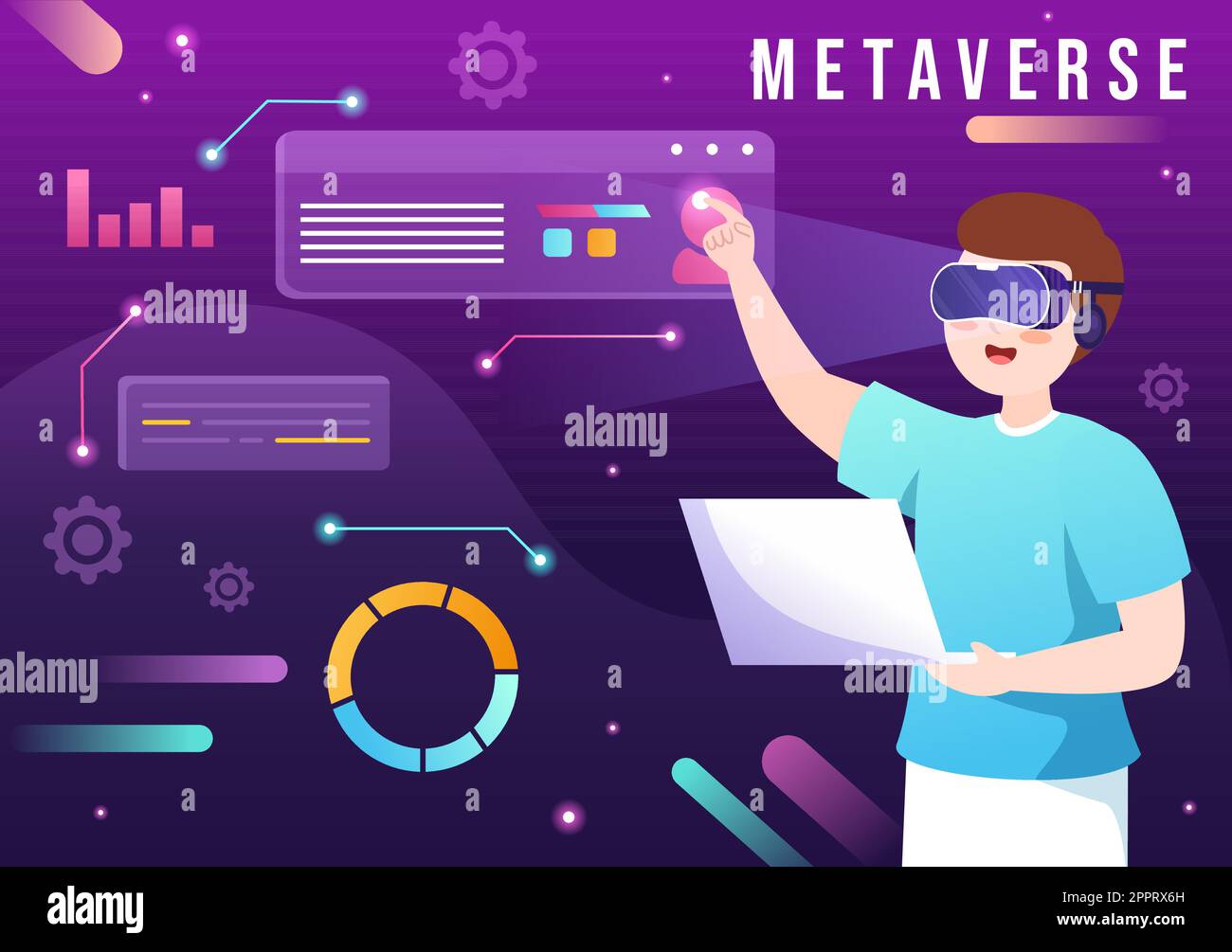Metaverse Digital Virtual Reality Technology wears VR Glasses for Future Innovation and ...