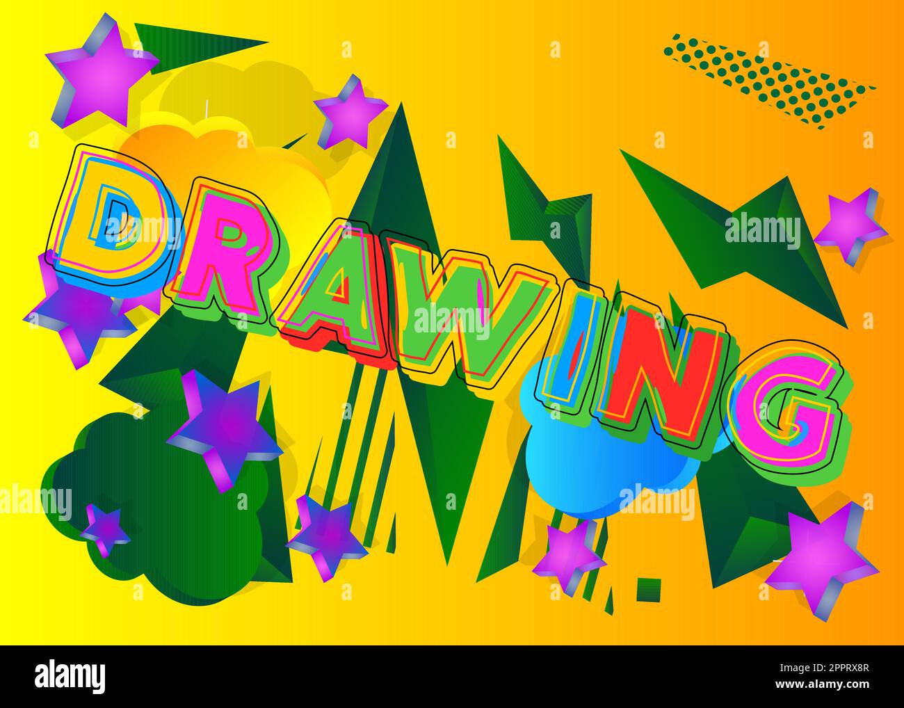 Drawing. Word written with Children's font in cartoon style Stock ...