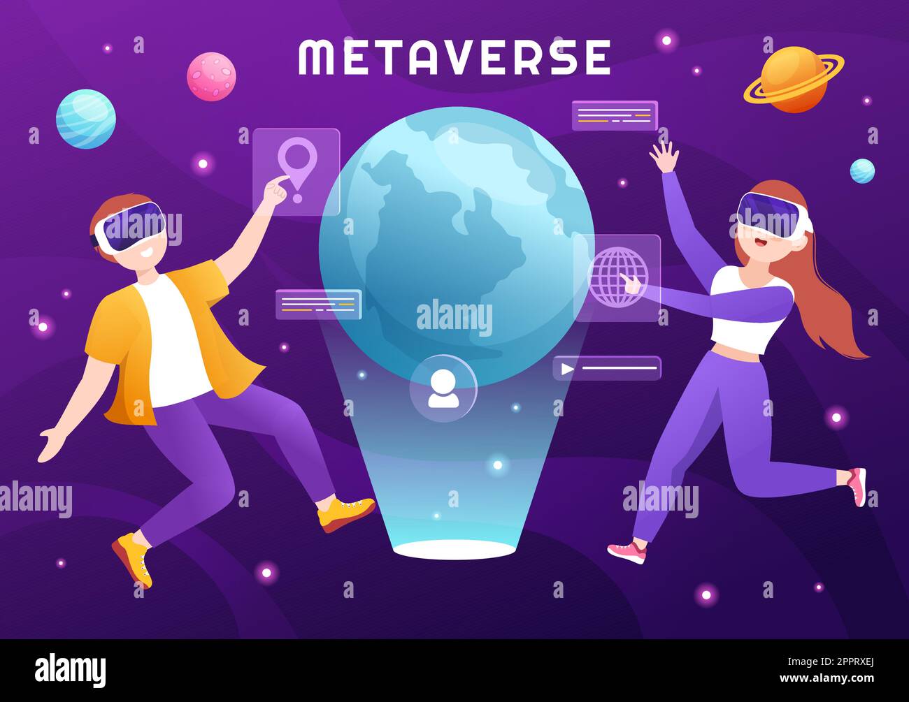 Metaverse Digital Virtual Reality Technology wears VR Glasses for ...