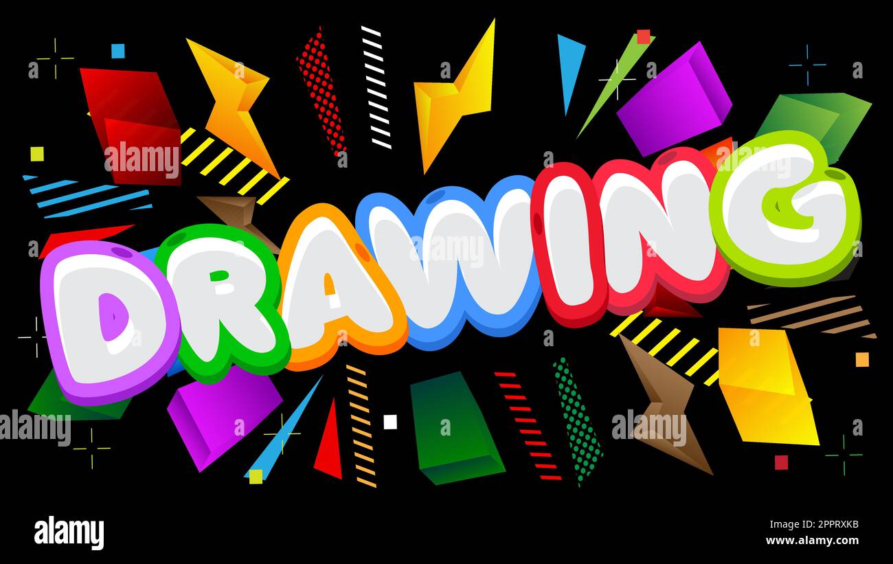 Drawing. Word written with Children's font in cartoon style Stock ...
