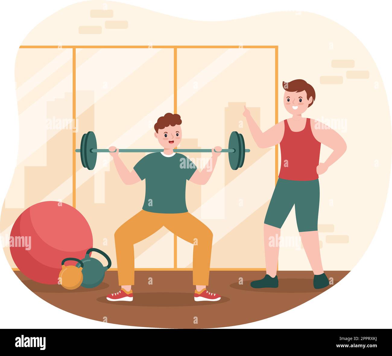 Personal Trainer or Sports Instructor Hand Drawn Cartoon Flat ...